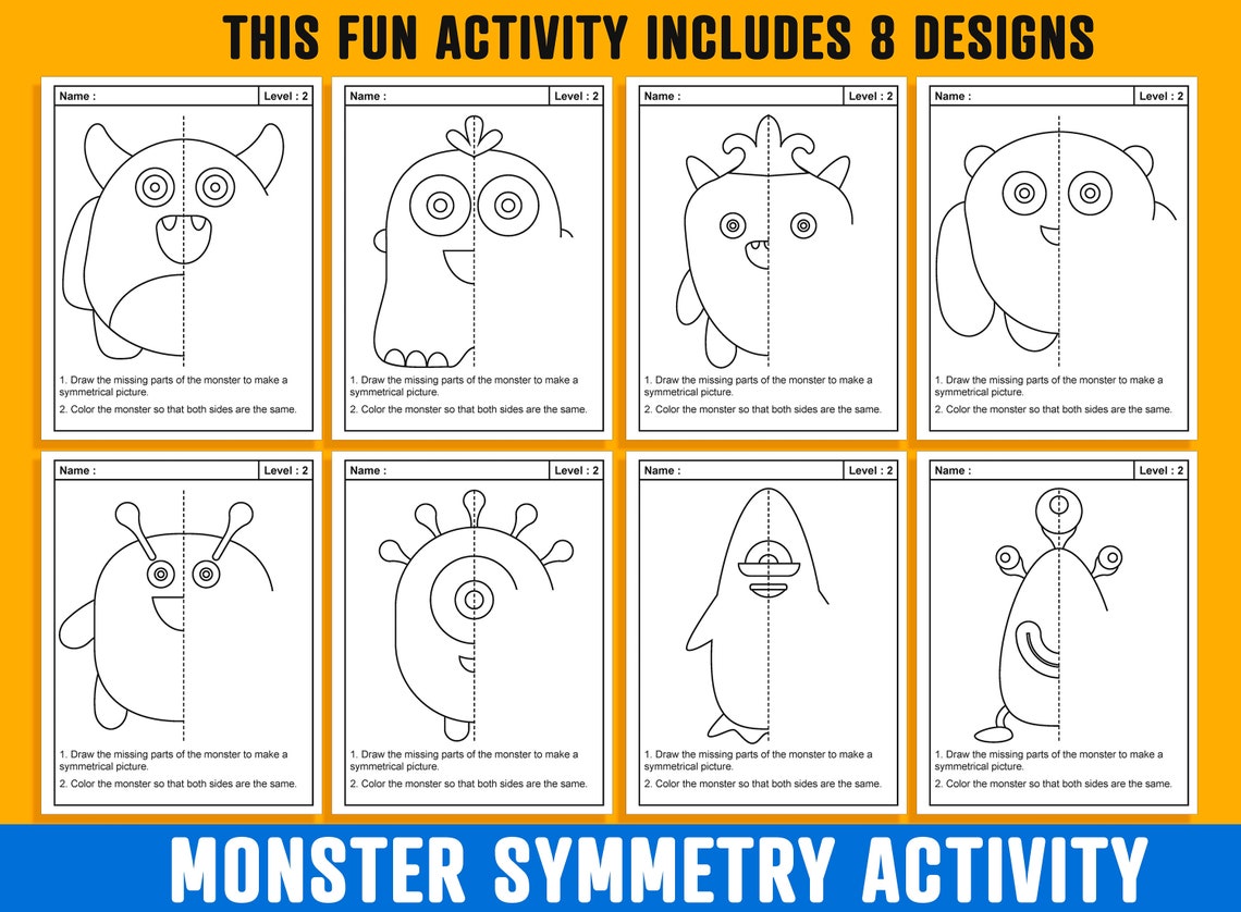 Monster Symmetry Worksheet, Monster Theme Lines of Symmetry Activity ...