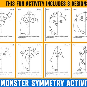 Monster Symmetry Worksheet, Monster Theme Lines of Symmetry Activity ...
