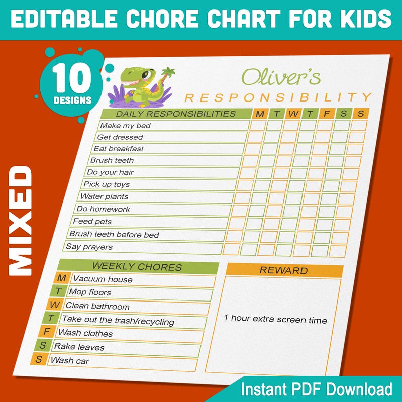 8 Year Old Chore List - Etsy