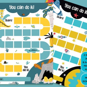 Printable Dinosaur Reward Chart, Space-themed Behavior Chart for Boys ...