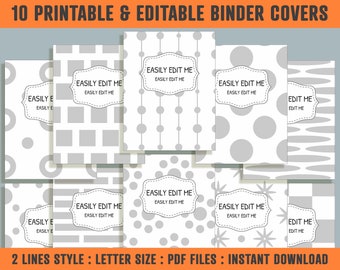 Printable Binder Covers With Matching Backings and Spine - Etsy