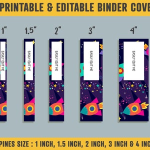 Space, Planets, Rockets, Aliens Binder Cover, 10 Printable & Editable ...