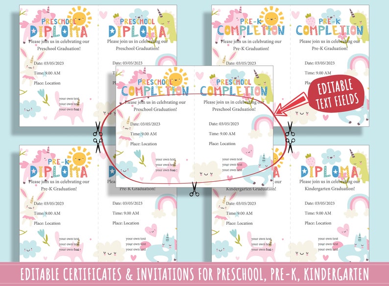 Editable Graduation Certificates, Diplomas, and Invitations Template ...