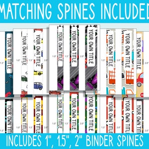 10 Editable Car Pattern Binder Covers, Includes 1, 1.5, 2" Spines ...