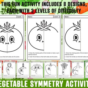 Vegetable Symmetry Worksheet, Vegetable Theme Lines of Symmetry ...