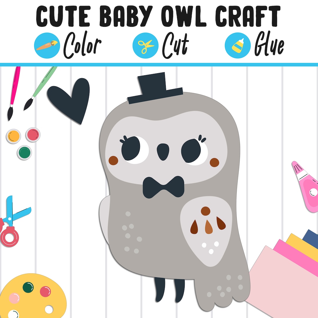 Cute Baby Owl Craft for Kids: Color, Cut, and Glue, a Fun Activity for ...
