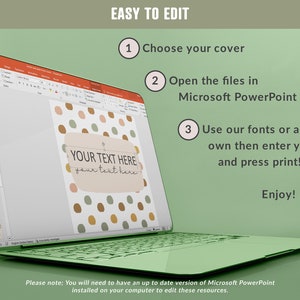 Powerpoint Binder Covers, 10 Printable/editable Brown and Green Covers ...