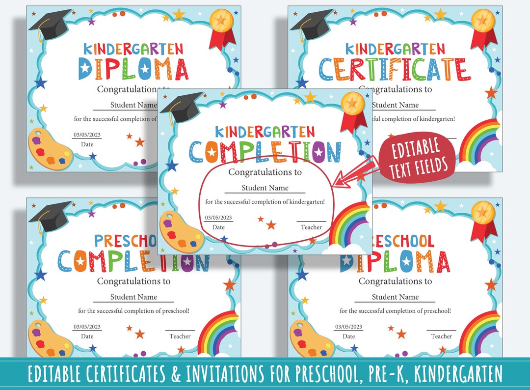 37 Editable Preschool and Pre-kindergarten Diplomas, Certificates ...