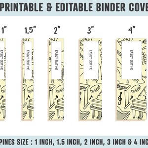 Binder Cover Music, 10 Printable/editable Covers+spines, Teacher/school ...