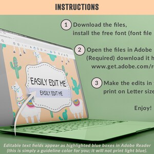 Llama Binder Cover, 10 Printable & Editable Covers+spines, Binder ...