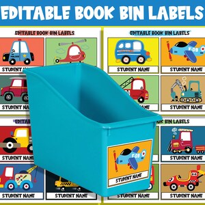 Editable Vehicle Book Bin Labels: 16 Customizable Designs for Perfect ...