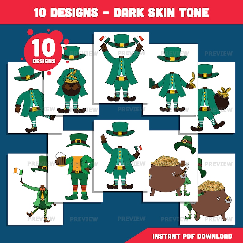 St. Patrick’s Day Body Clip Art, Leprechaun Add Your Own Face ...