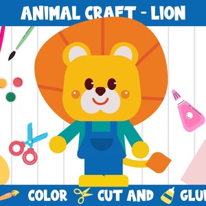 Animal Craft Activity Lion : Color Cut and Glue for Prek - Etsy