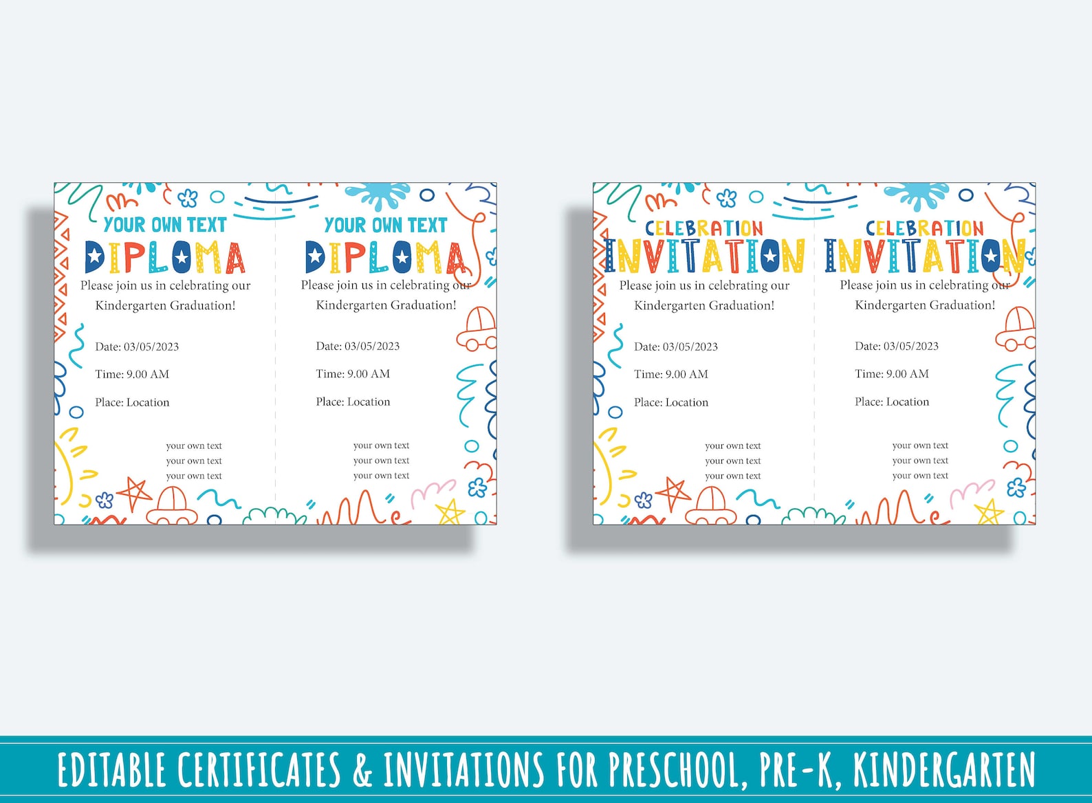 Certificate Template Editable End of Year Diplomas - Etsy