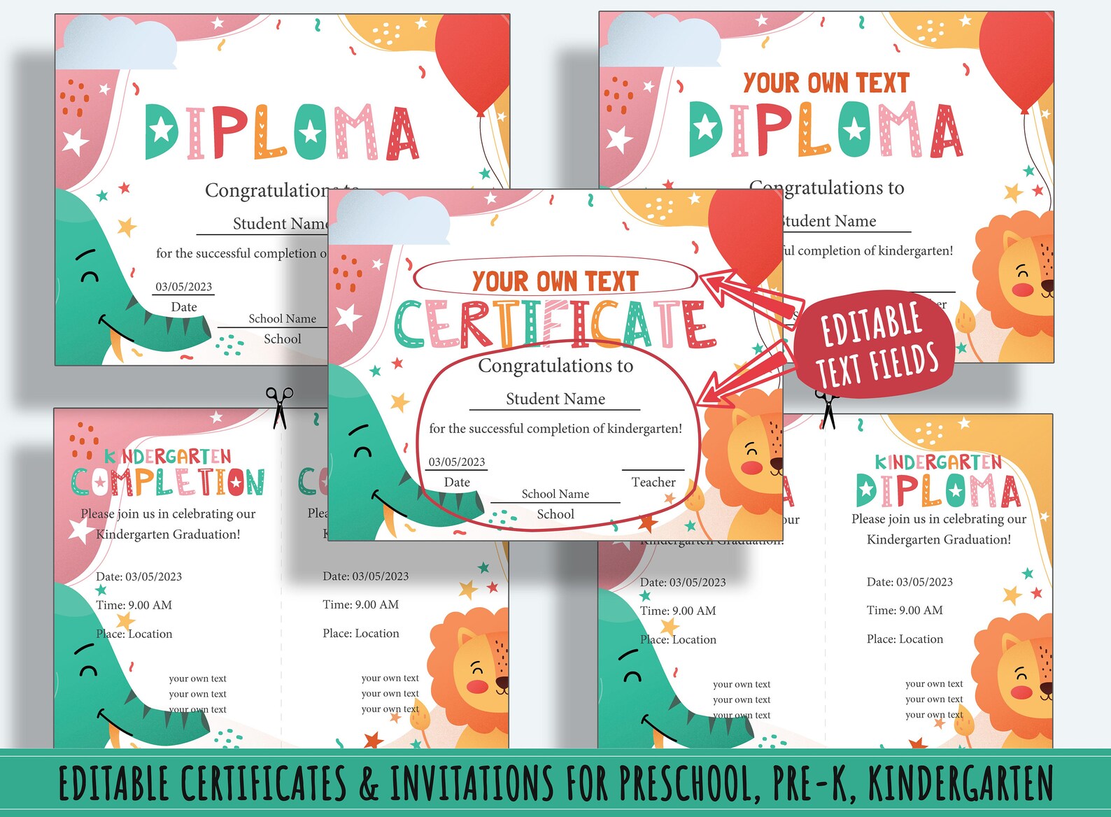 Diploma, Certificate, and Invitation Template for Kids With Animals ...