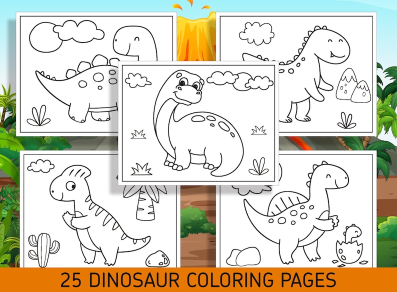 Roar-some Fun for Kids 25 Easy Dinosaur Coloring Pages for Kindergarten ...