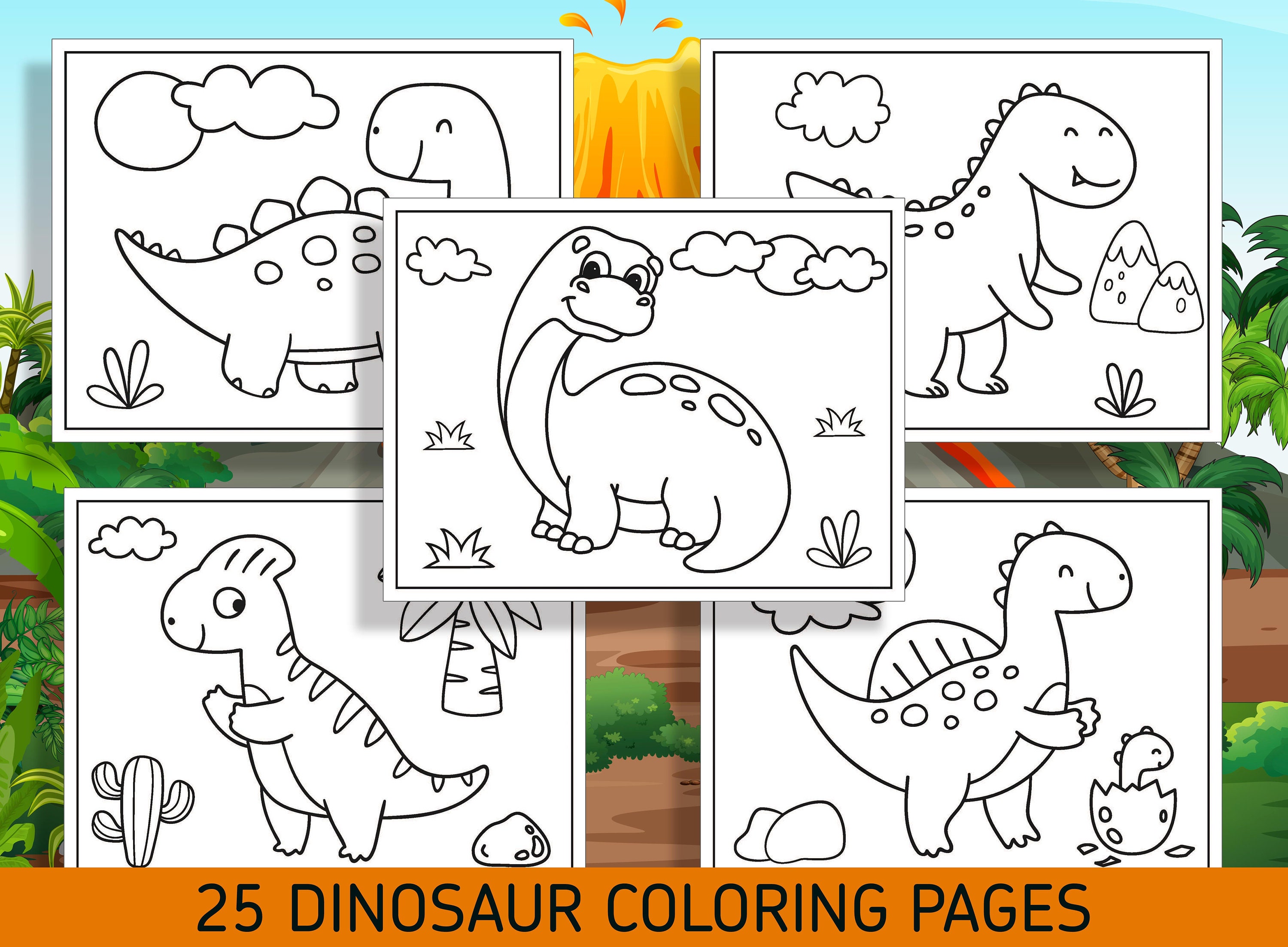 Roar-some Fun for Kids 25 Easy Dinosaur Coloring Pages for Kindergarten ...