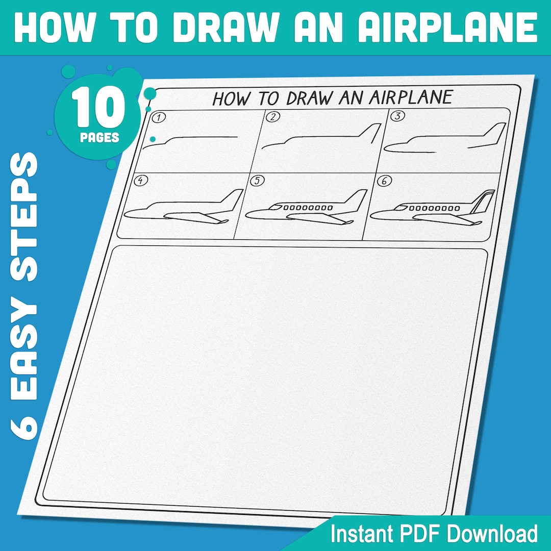 Learn How to Draw an Airplane for Kids: 5-page Step-by-step Directed ...