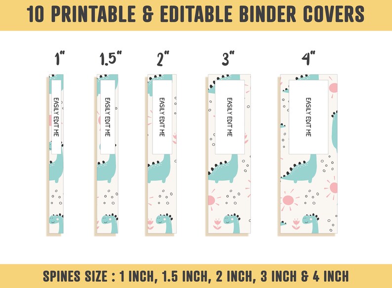 Dinosaur Binder Cover for Boys/girls 10 Printable & Editable - Etsy