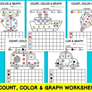 40 Count, Color & Graph Worksheets, Count and Graph Shapes Worksheets ...
