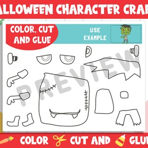 Halloween Character Craft Activity - Color, Cut, and Glue for Prek to ...