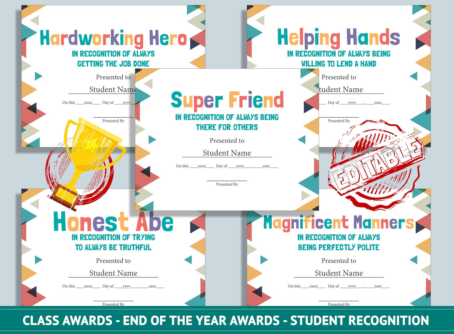 Editable End of the Year Activities, End of School Year Awards, Student ...