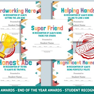 Editable End of the Year Activities, End of School Year Awards, Student ...