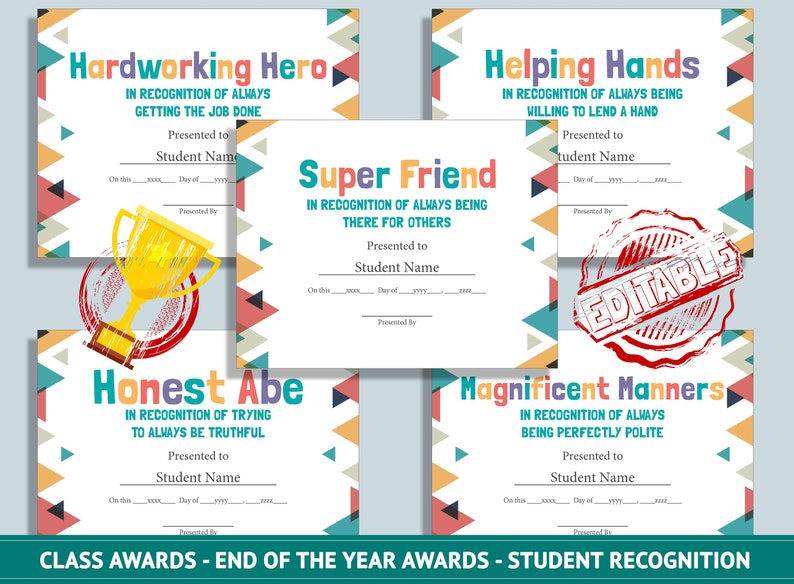 Editable End of the Year Activities, End of School Year Awards, Student ...