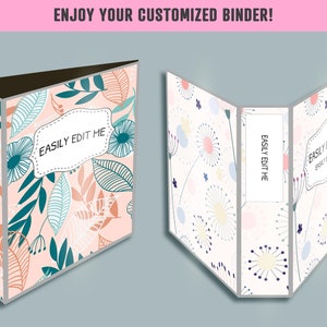 Stylist Floral and Flower Binder Cover, 10 Printable & Editable Binder ...