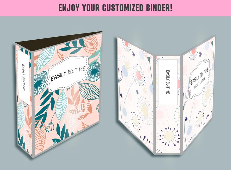 Stylist Floral and Flower Binder Cover, 10 Printable & Editable Binder ...
