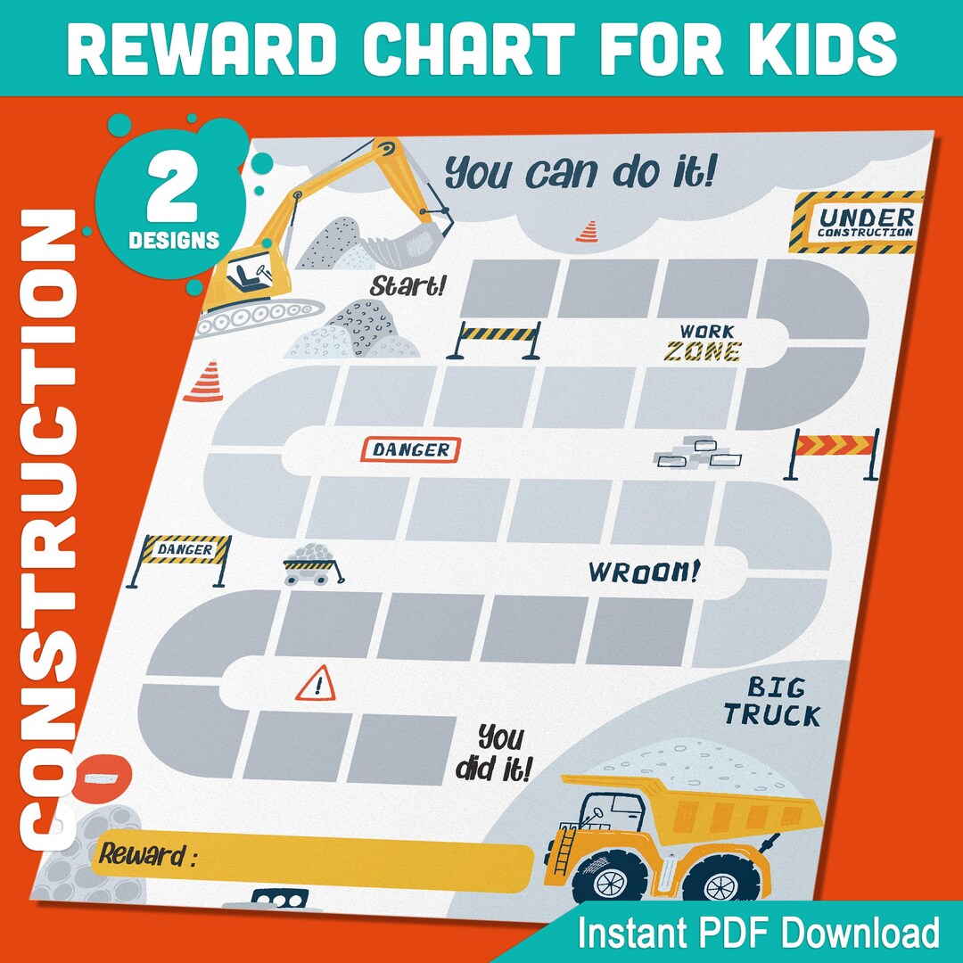 Printable Construction Reward Chart for Kids, Encouraging Positive ...
