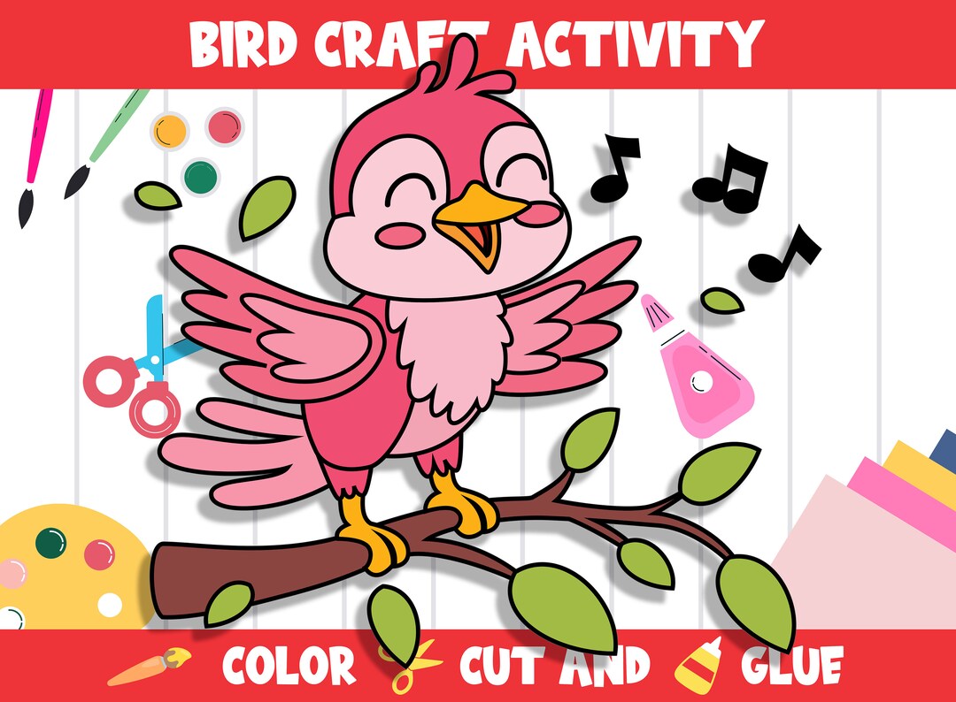 Cute Bird Craft Activity - Color, Cut, and Glue for Prek to 2nd Grade ...