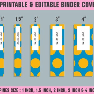 Pastel & Bright Colors Polka Dot Binder Cover, 10 Printable/editable ...