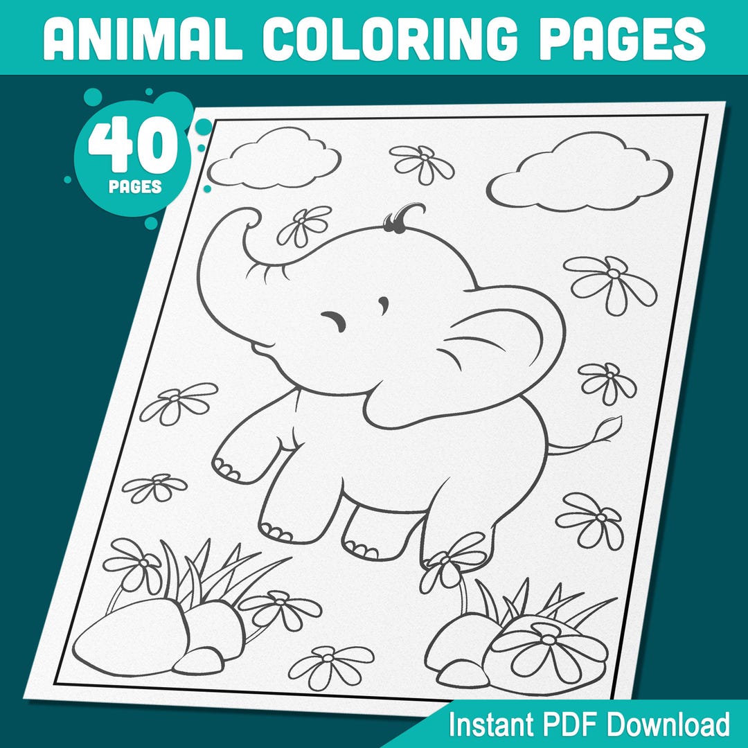 Animal Coloring Pages: 40 Fun Coloring Activity Book Designs for Kids ...