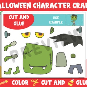 Halloween Character Craft Activity - Color, Cut, and Glue for Prek to ...