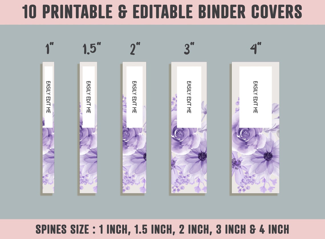 Floral Binder Cover 10 Coversspines Binder Cover Printable - Etsy