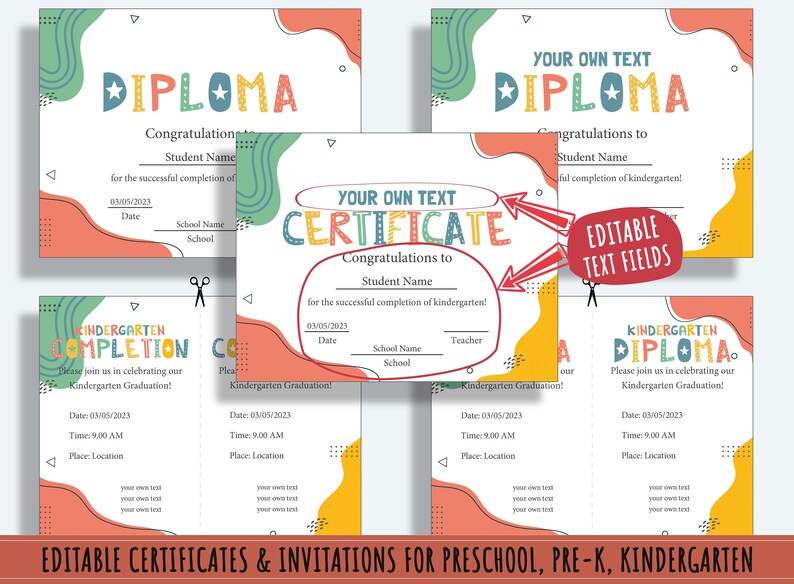 37 Pages of Abstract-themed Diplomas, Certificates, and Invitations for ...