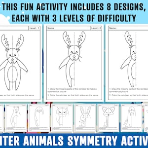Winter Animals Symmetry Worksheet, Arctic Animals Theme Lines of ...
