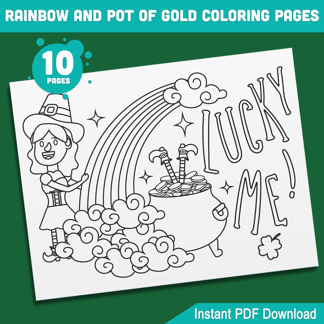 Rainbow and Pot of Gold Coloring Pages: Fun St. Patrick’s Day Activity ...
