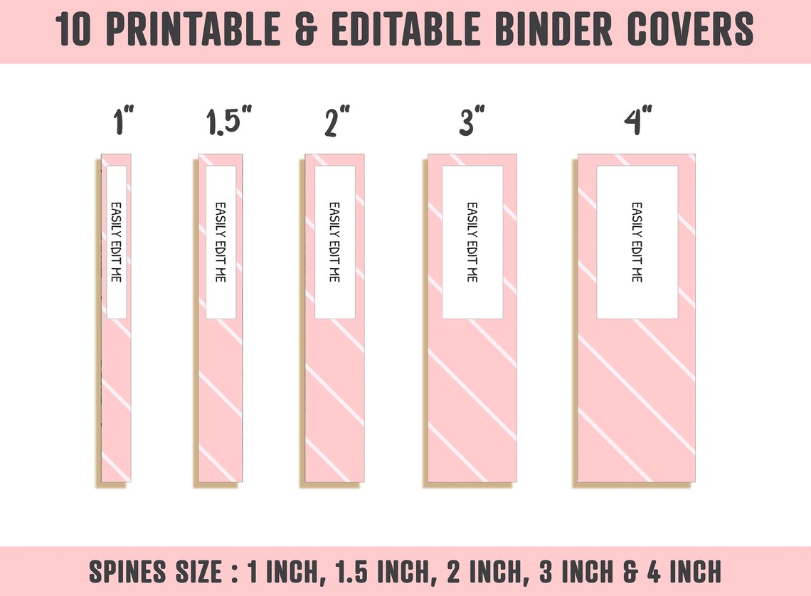 Pink Binder Cover, 10 Printable & Editable Covers+spines, Binder Insert ...