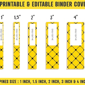 Yellow and Black Binder Cover, 10 Printable & Editable Binder Covers ...