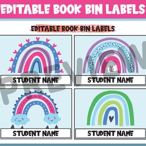 Editable Rainbow Book Bin Labels: 16 Customizable Designs for Perfect ...