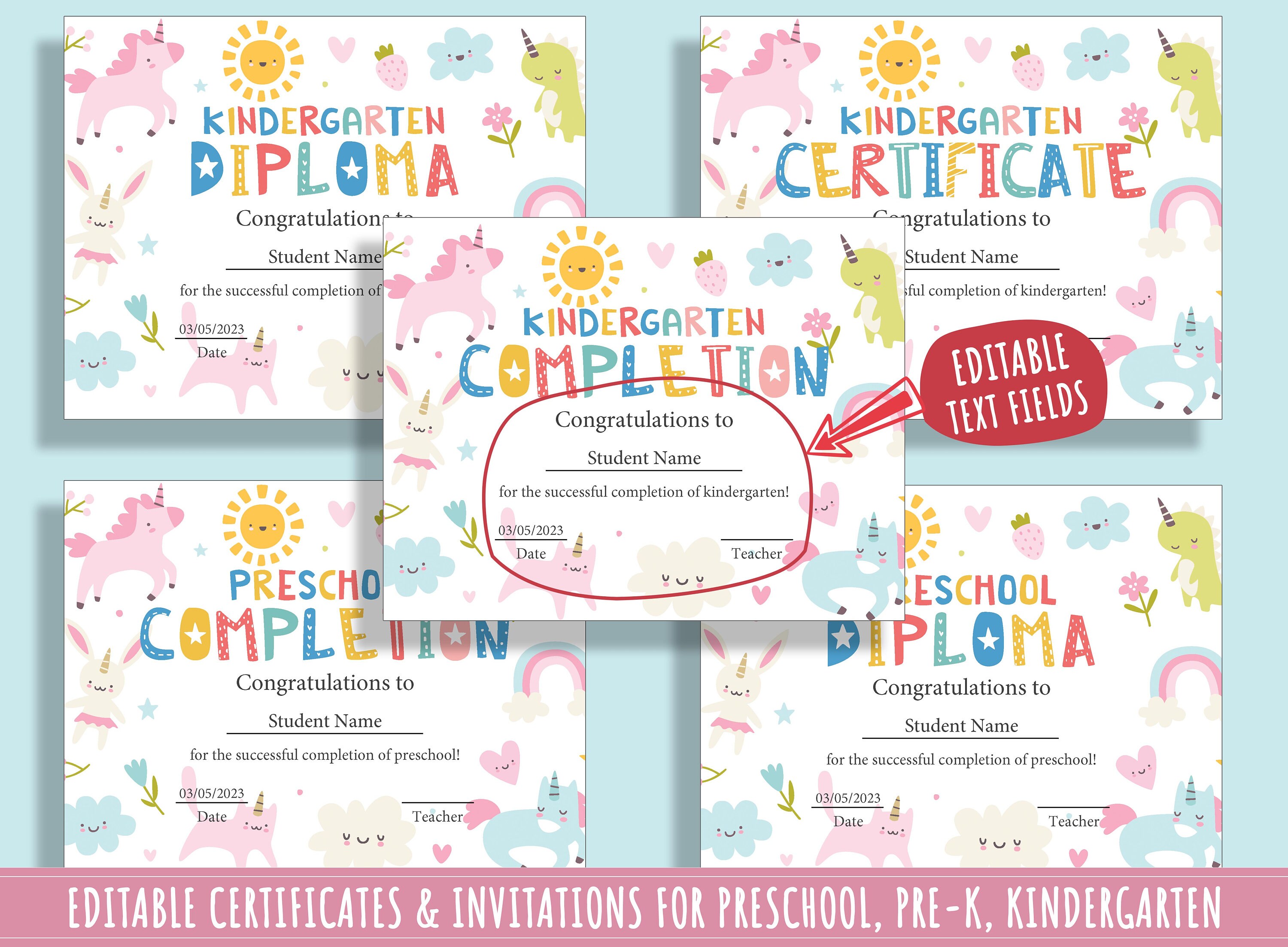 Editable Graduation Certificates, Diplomas, and Invitations Template ...