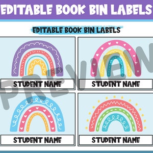 Editable Boho Rainbow Book Bin Labels: 16 Customizable Designs for ...