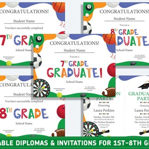 Editable 5th Grade Certificate, 1st to 8th Grade Diploma, Certificate ...