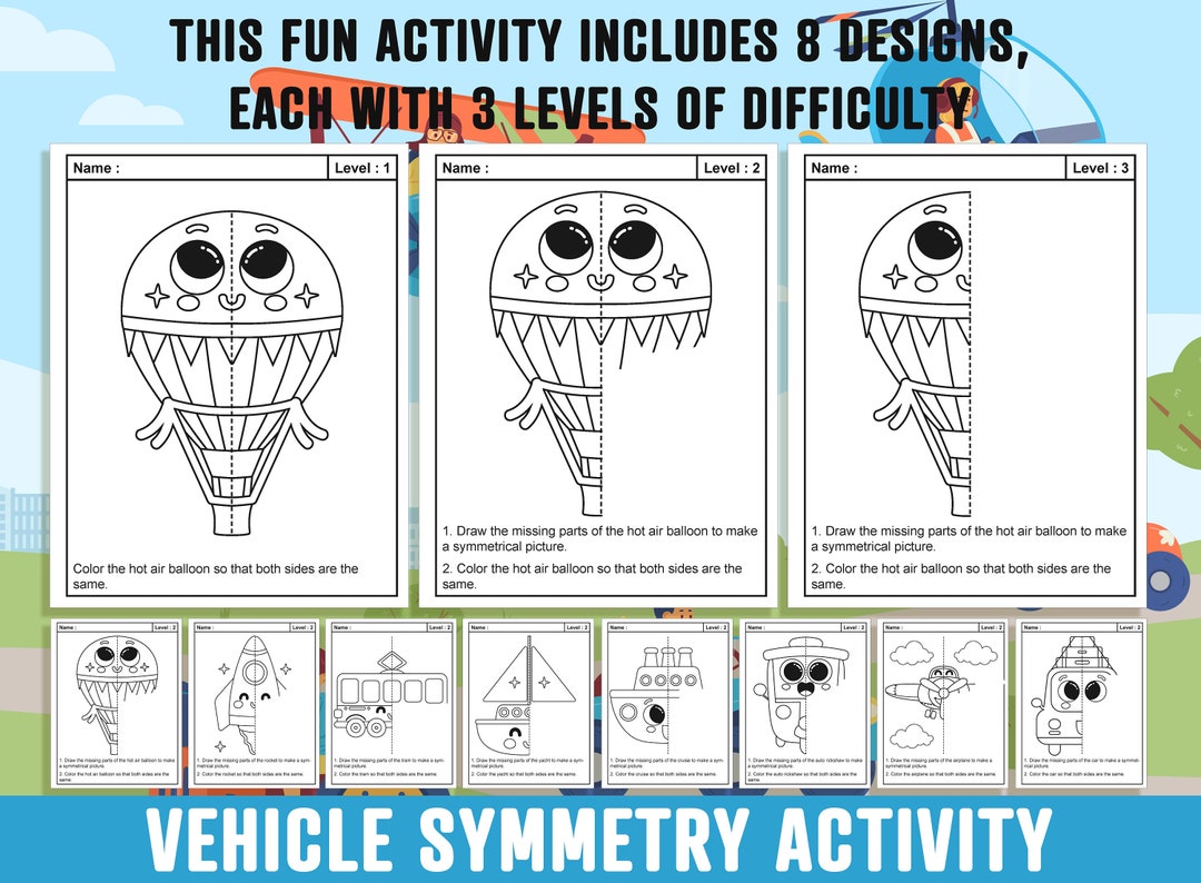 Vehicle Symmetry Worksheet, Transportation Theme Lines of Symmetry ...