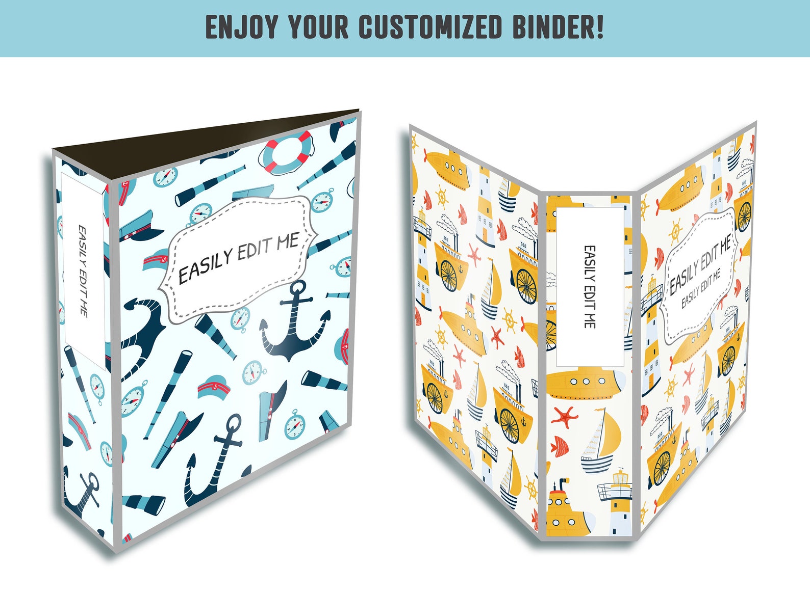 Ocean Binder Cover 10 Printable/editable Coversspines - Etsy