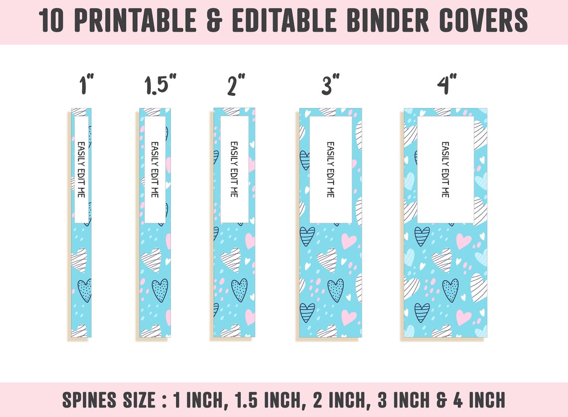 Binder Cover Printable Editable 10 Coversspines Binder | Etsy