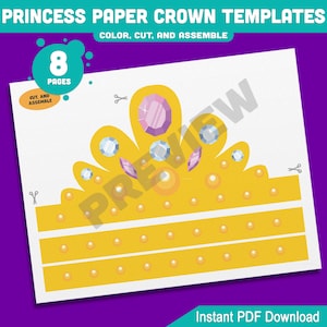 Princess Paper Crown Templates – Printable Tiara, King and Queen ...
