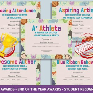Editable Classroom Awards - End of the Year Awards - Student ...